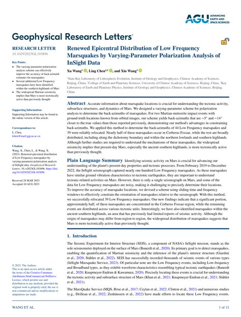 Pdf Renewed Epicentral Distribution Of Low Frequency Marsquakes By Varying‐parameter
