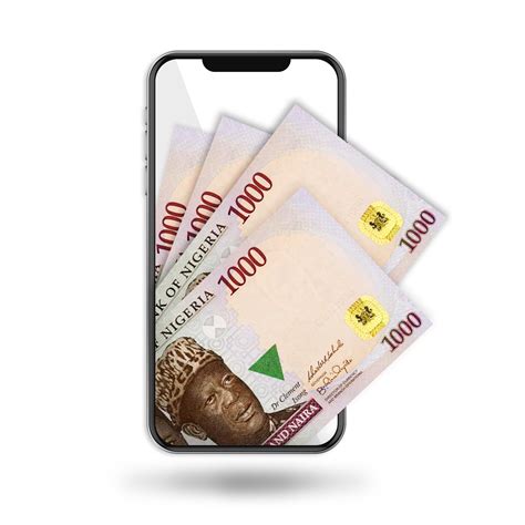 Illustration Of Nigerian Naira Notes Inside Mobile Phone Isolated On Transparent Background
