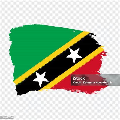 브러쉬 스트로크에서 플래그 세인트 키츠 네비스 플래그 세인트 키츠네비스는 웹 사이트 디자인 로고 응용 프로그램 Ui에 대한 투명 배경에 미국 스톡 벡터입니다 Eps10 0