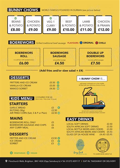 Menu At Chow Restaurant Brighton