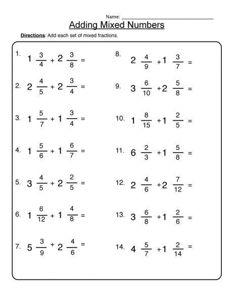 Addition And Subtraction Mixed Worksheets Worksheet School In 2025 Adding Mixed Number