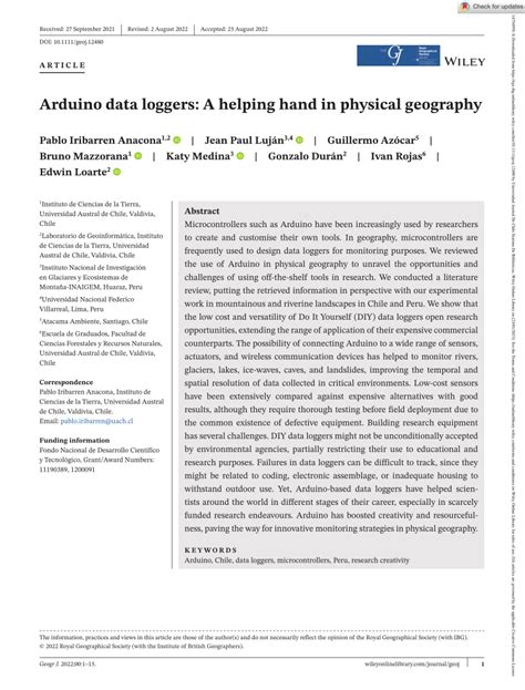 Pdf Arduino Data Loggers A Helping Hand In Physical Geography