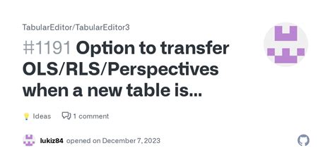 Option To Transfer Olsrlsperspectives When A New Table Is Imported
