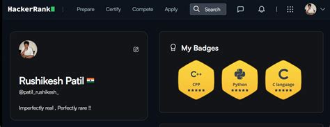 Earned A 5 Star Rating On Hackerrank For Programming Rushikesh Patil