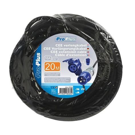 Pro Plus CEE Verlengkabel 20 Meter Met Haakse Contrastekker Schuko Stopcontact Bol Com