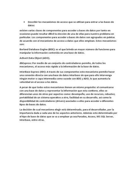 Analizar O Modificar La Estructura De La Base De Datos Pdf Bases De