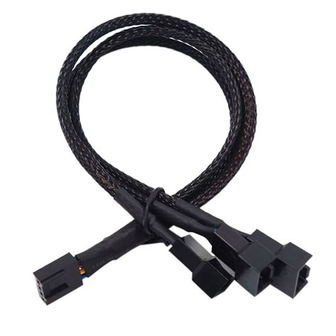 Pin Pwm Fan Cable To Ways Splitter Black Sleeved Cm Extension Cable Connector PWM