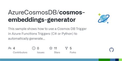 Github Azurecosmosdbcosmos Embeddings Generator This Sample Shows How Jay Gordon