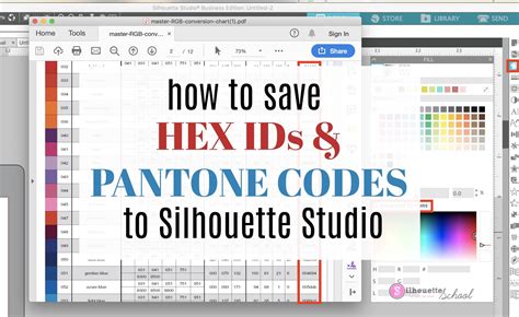 How To Save Hex Ids And Pantone Colors In Silhouette Studio V43