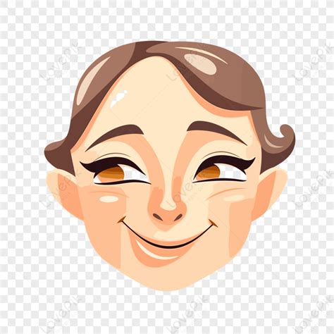 ใบหน้าของหญิงสาวที่มีความสุขกับการ์ตูนยิ้มน่ารัก เวกเตอร์ Png สำหรับการ