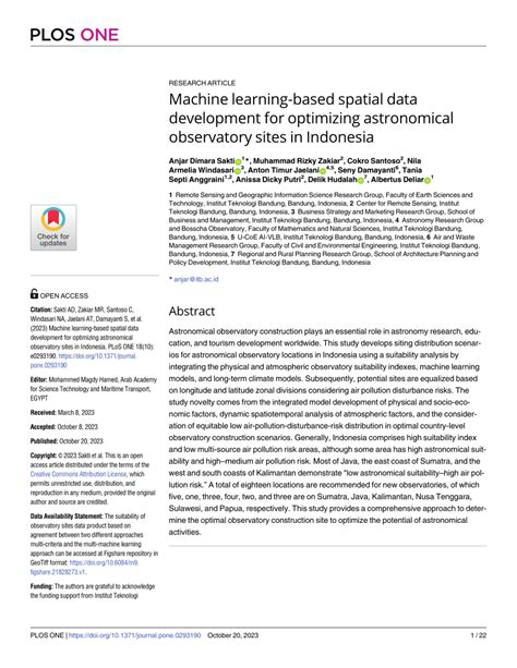PDF Machine Learning Based Spatial Data Development For Optimizing Astronomical Observatory
