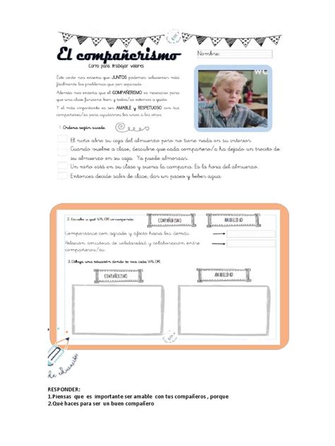 Ficha El Compañerismo Pdf Crecimiento Personal Y Profesional
