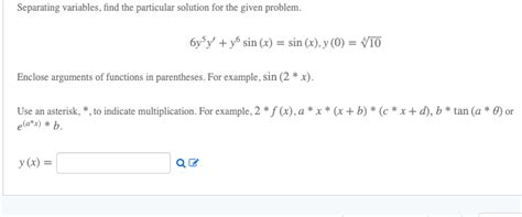 solved separating variables find the particular solution