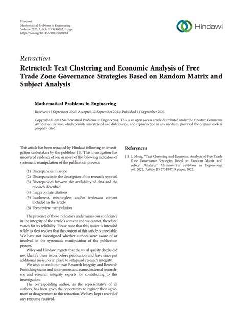 Pdf Retracted Text Clustering And Economic Analysis Of Free Trade Zone Governance Strategies