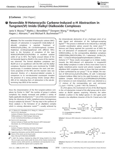 Pdf Reversible N‐heterocyclic Carbene‐induced α‐h Abstraction In