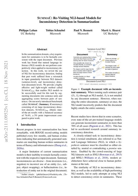 Summac Re Visiting Nli Based Models For Inconsistency Detection In