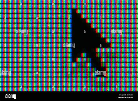 Closeup Of A TFT Computer Screen Showing The 3 Additive Color Synthesis Scheme Used With One