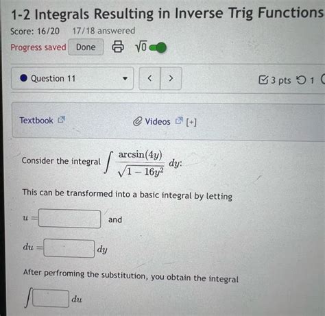 Solved 1−2 Integrals Resulting in Inverse Trig Functions | Chegg.com