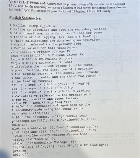 Solved Matlab Problems ∗1and 2 Transformer Analytical