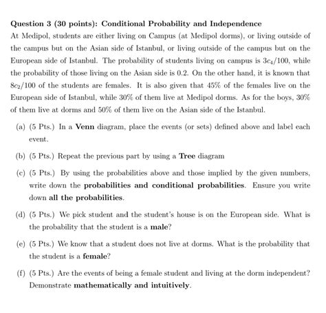 Solved Question Points Conditional Probability And Chegg