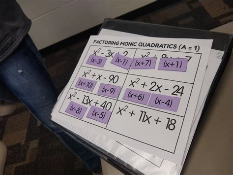 Math Love Factoring Monic Quadratics When A 1 Practice Activity