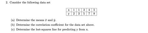 Solved Consider The Following Data Set A Determine The Chegg