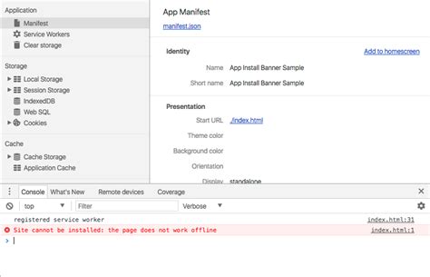Html Why Is My Add To Home Screen Web App Install Banner Not