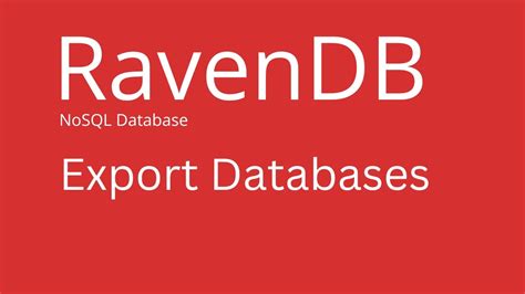 Ravendb How To Export Data From Ravendb Database Youtube