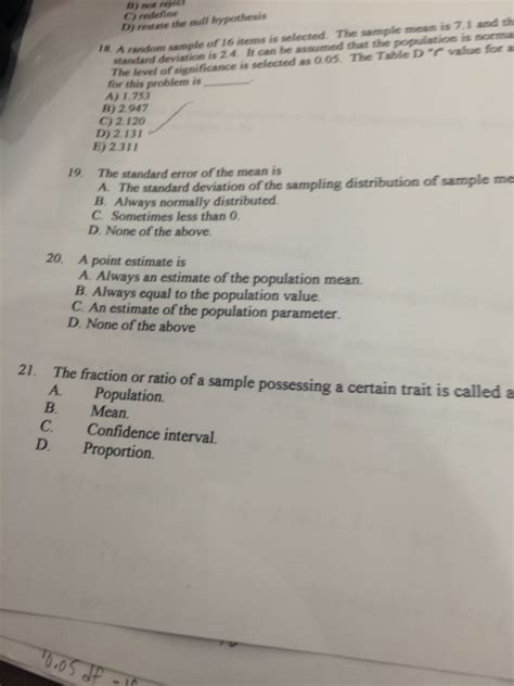 Solved A Point Estimate Is Always An Estimate Of The