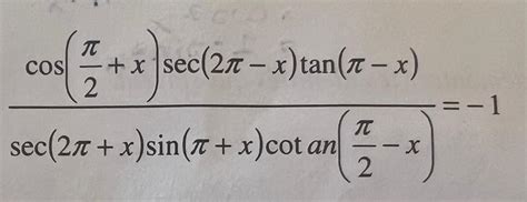 Sec 2π X Sin π X Cotan 2π−x Cos 2π X Sec 2π−x Tan π−x