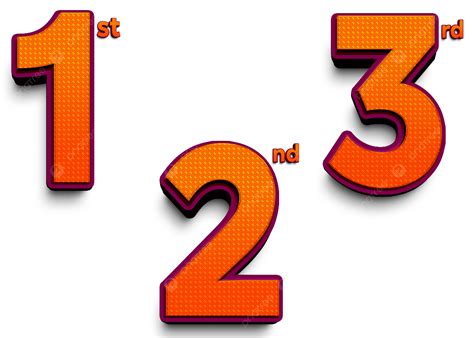 3d Red First Second And Third Number Design First Second And Third Number One Two Three 123