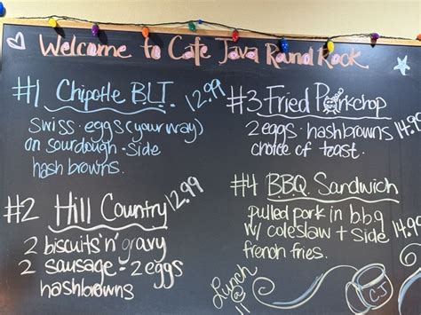 Menu Cafe Java Round Rock