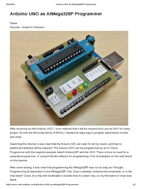Arduino Uno As Atmega328p Programmer All Pdf Arduino Printed