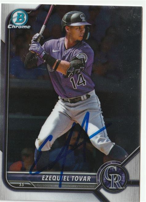 Ezequiel Tovar Signed 2022 Bowman Draft Chrome Card Bdc 83 Auto Rockies Coa Ebay