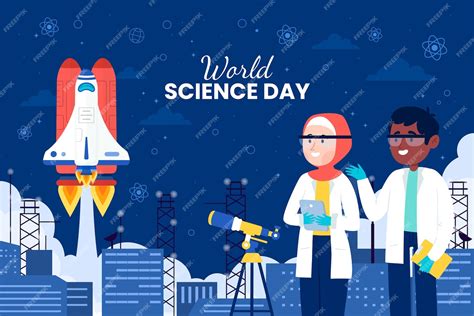평평한 세계 과학의 날 배경 무료 벡터