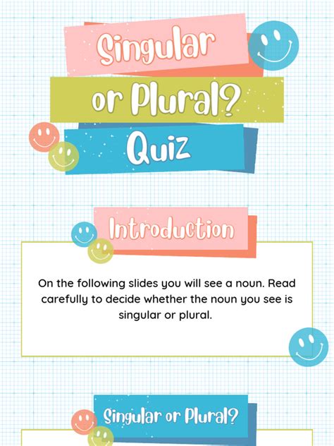 Singular Or Plural Questions Quiz In Colorful Illustrative Style Pdf