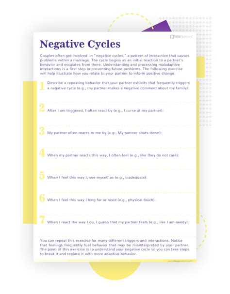 Negative Cycles Worksheet Counseling Worksheets Couples Therapy