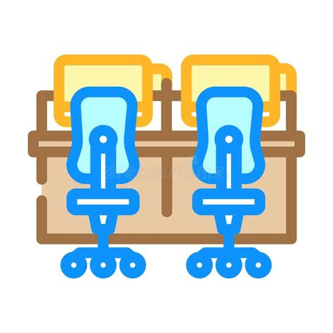 Shared Workspace Table Hybrid Work Color Icon Vector Illustration Stock
