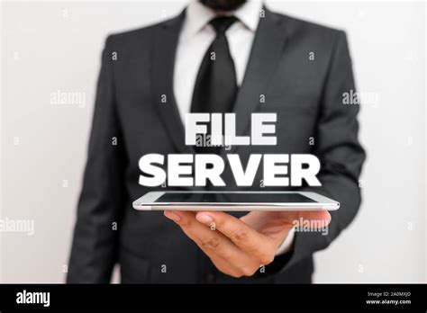 Writing Note Showing File Server Business Concept For Device Which Controls Access To