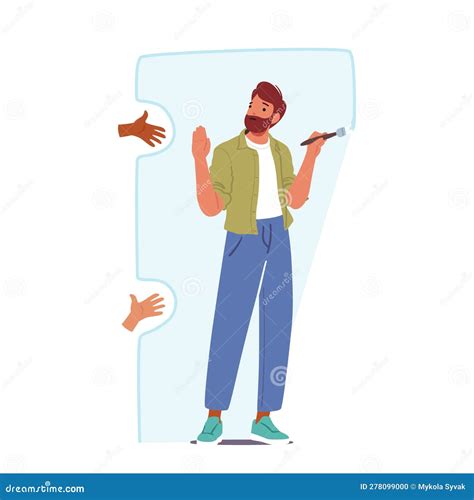 Man Drawing Protective Border Around Himself Creating A Boundary Of