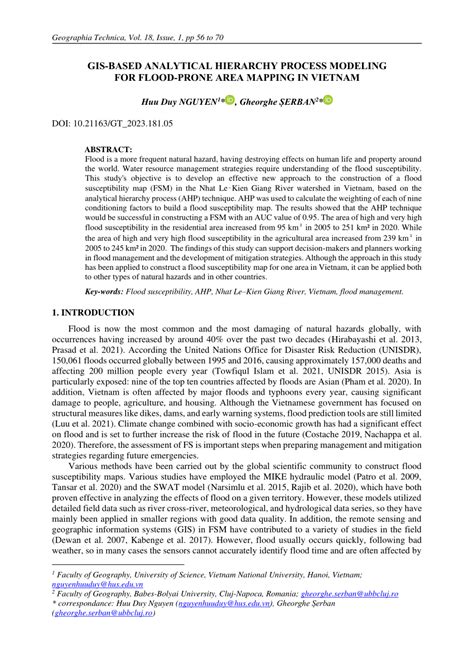 Pdf Gis Based Analytical Hierarchy Process Modeling For Flood‑prone