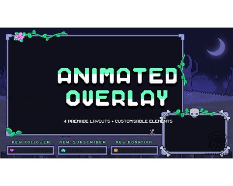 Premium Animated Twitch Overlay Cute Pixel Art Stream Overlay Just Chatting Webcam Frame