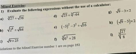 1 Evaluate The Following Expressions Studyx