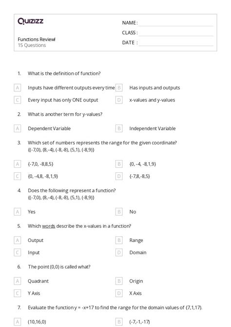 50 Functions Worksheets For 7th Grade On Quizizz Free And Printable 50 Functions Worksheets For 7th Grade On Quizizz Free And Printable