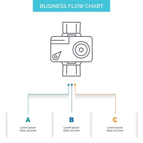 Camera Action Digital Video Photo Business Flow Chart Design With Steps Line Icon For