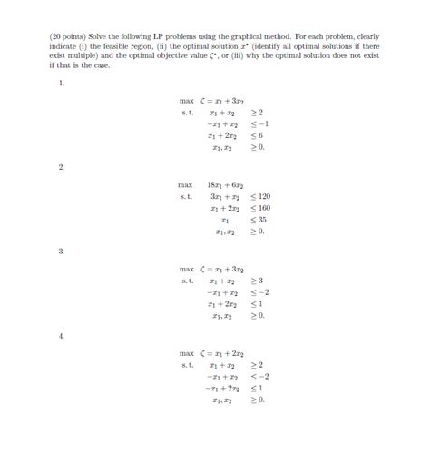Solve The Following Lp Problems Using The Graphical