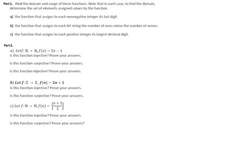 Solved Part 1 Find The Domain And Range Of These Functions