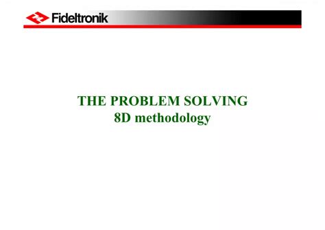 PDF THE PROBLEM SOLVING 8D Methodology Training Plan DOKUMEN TIPS