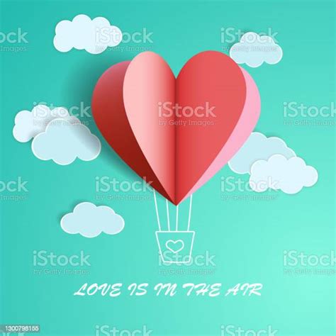 사랑의 일러스트레이션 종이와 구름에서 잘라 풍선의 심장 모양 수제 공예품 벡터 그림입니다 결혼식에 대한 스톡 벡터 아트 및 기타
