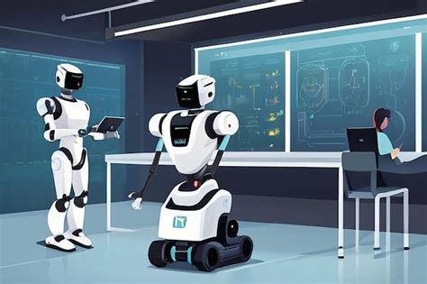 Premium Photo Robotics Lab With Testing Robots Vector Flat Style